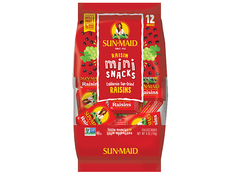 SUN-MAID MINI RAISIN BAG 12 CT 6 OZ - 041143125762 - SUN-MAID